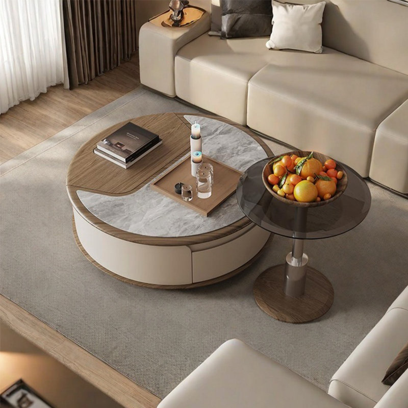 LIZIYE Italian light luxury round lift coffee table | Wayfair
