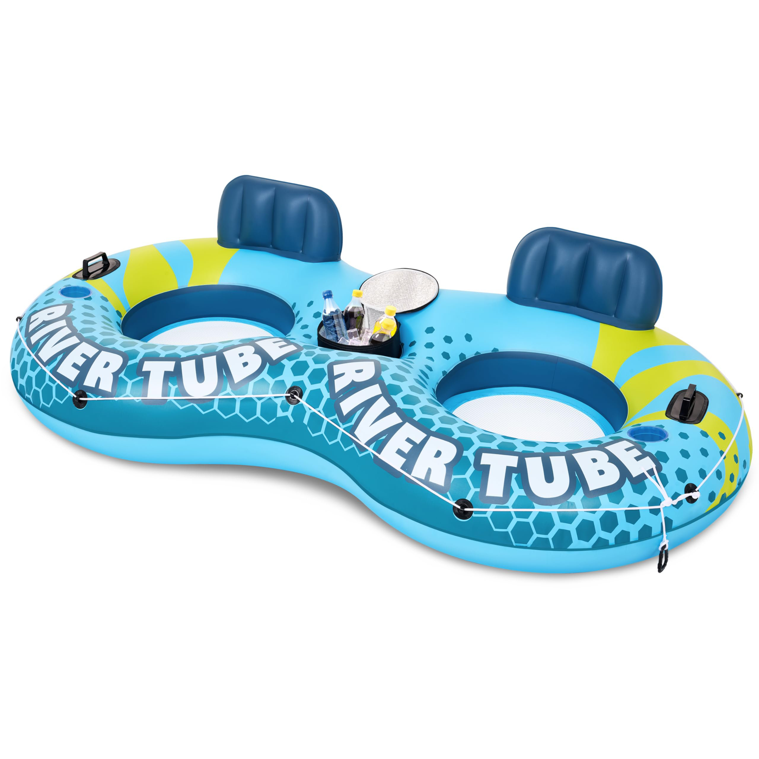 Sloosh 2-Person Inflatable River Tube with 2 Cup Holders & Removable ...