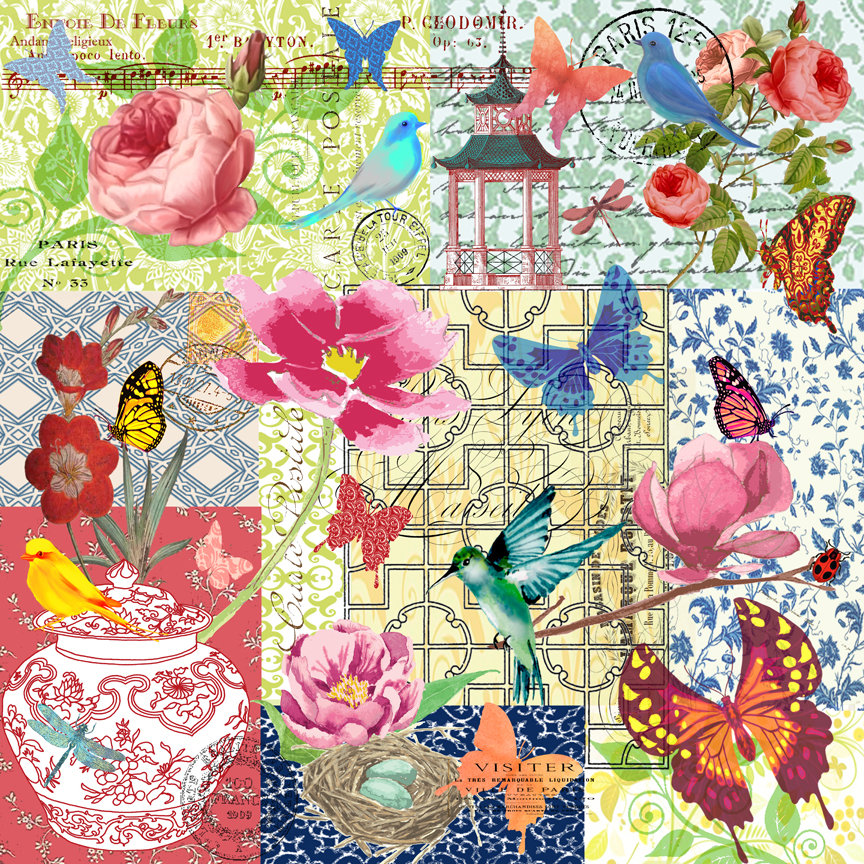 Buy Art For Less 'Chinoiserie Birds and Butterflies' by Jill Meyer ...