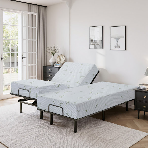 Latitude Run® Adjustable Bed Base With 10 Inch Memory Foam Mattress ...