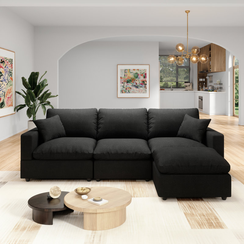 Latitude Run® 4-Seater Sectional Sofa Comfy Cloud Couch for Living Room ...