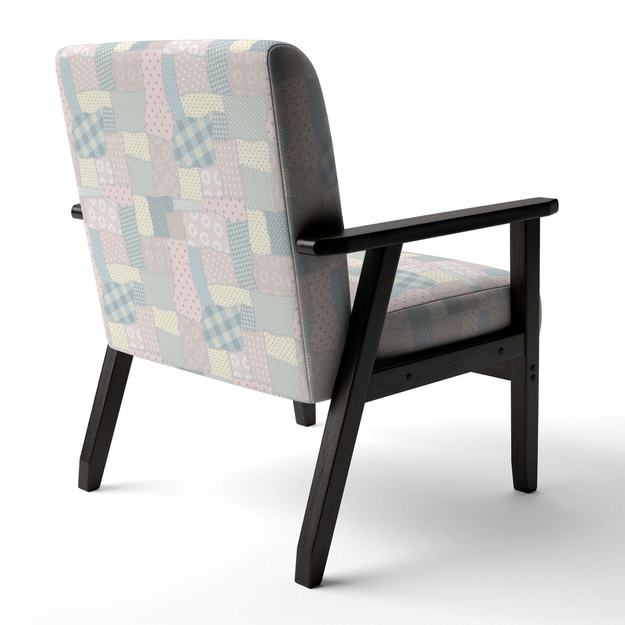 Orren Ellis Multicolor Pastel Patchwork - Upholstered Patterned Accent ...