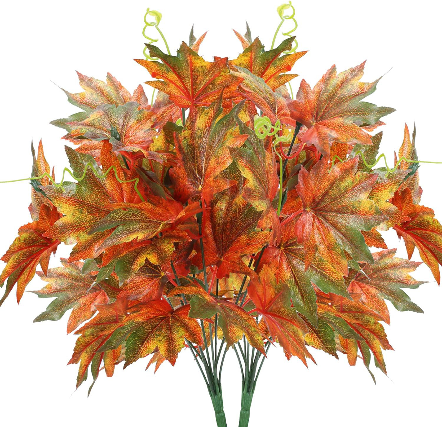 Primrue 2PCS Artificial Silk Maple Leaf Shrubs, Fake Fall Bushes Autumn ...