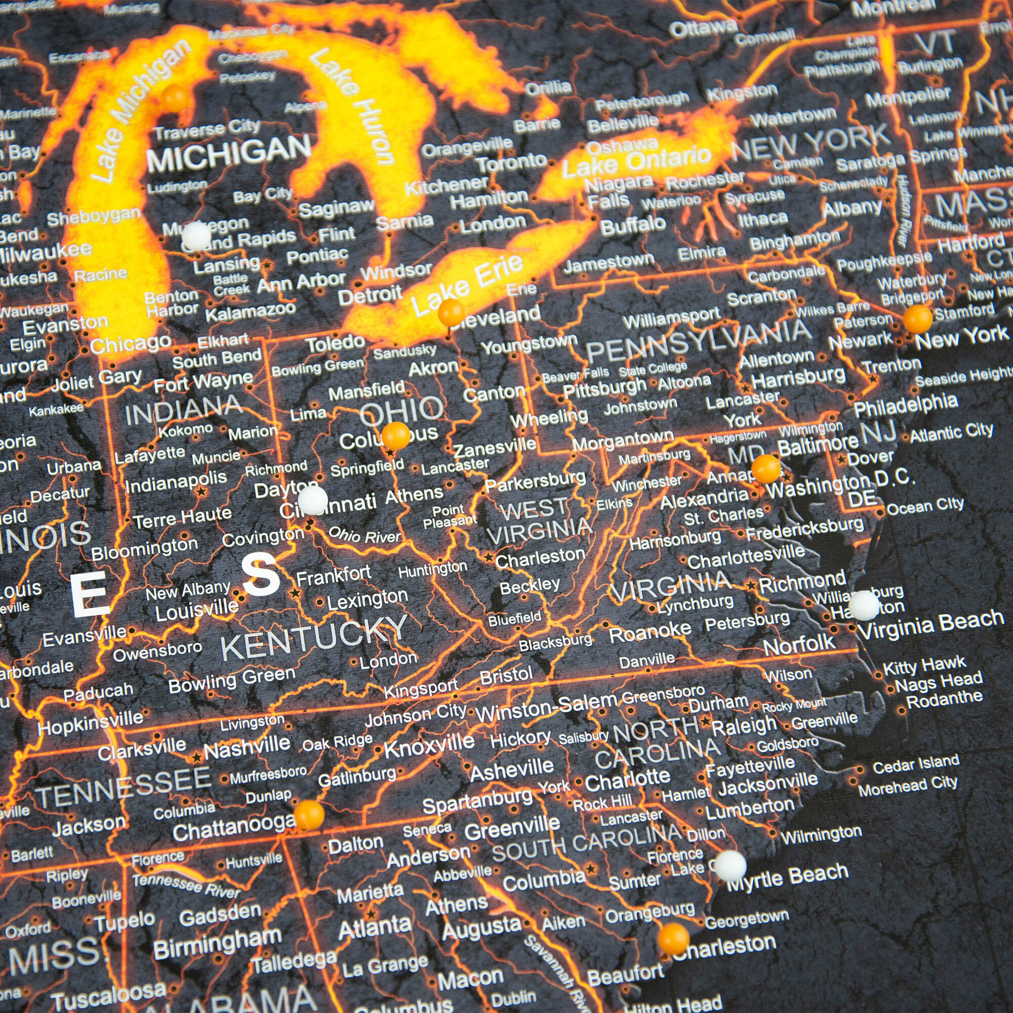 Conquest Maps USA Push Pin Travel Destination Map, Pinable Canvas W ...