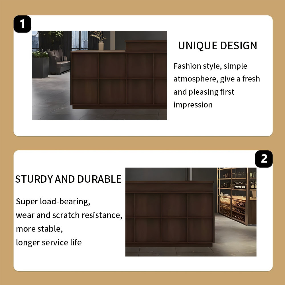 KPXU Bar Counter Bar Counter with Open Storage, Lockable Drawers, and ...