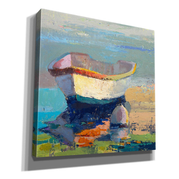Breakwater Bay Bottle Green Boat by Beth Forst - Wrapped Canvas ...