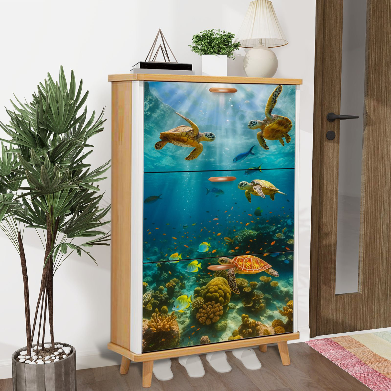 East Urban Home Shoe Storage Cabinet with 3 Flip Drawers for Hyper ...