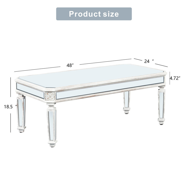 Ophelia & Co. Silver Mirrored Coffee Table With Vintage Carved Elements ...