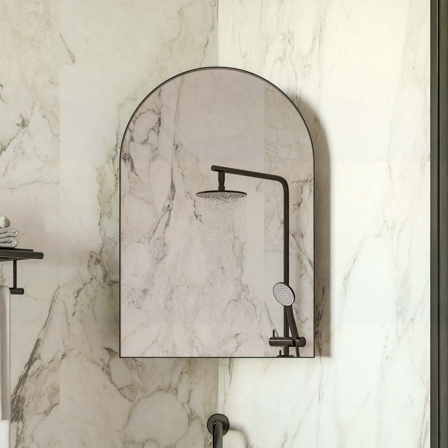 Siscar Lands Elegant Arched Cabinet with Arched Mirror,Adjustable ...