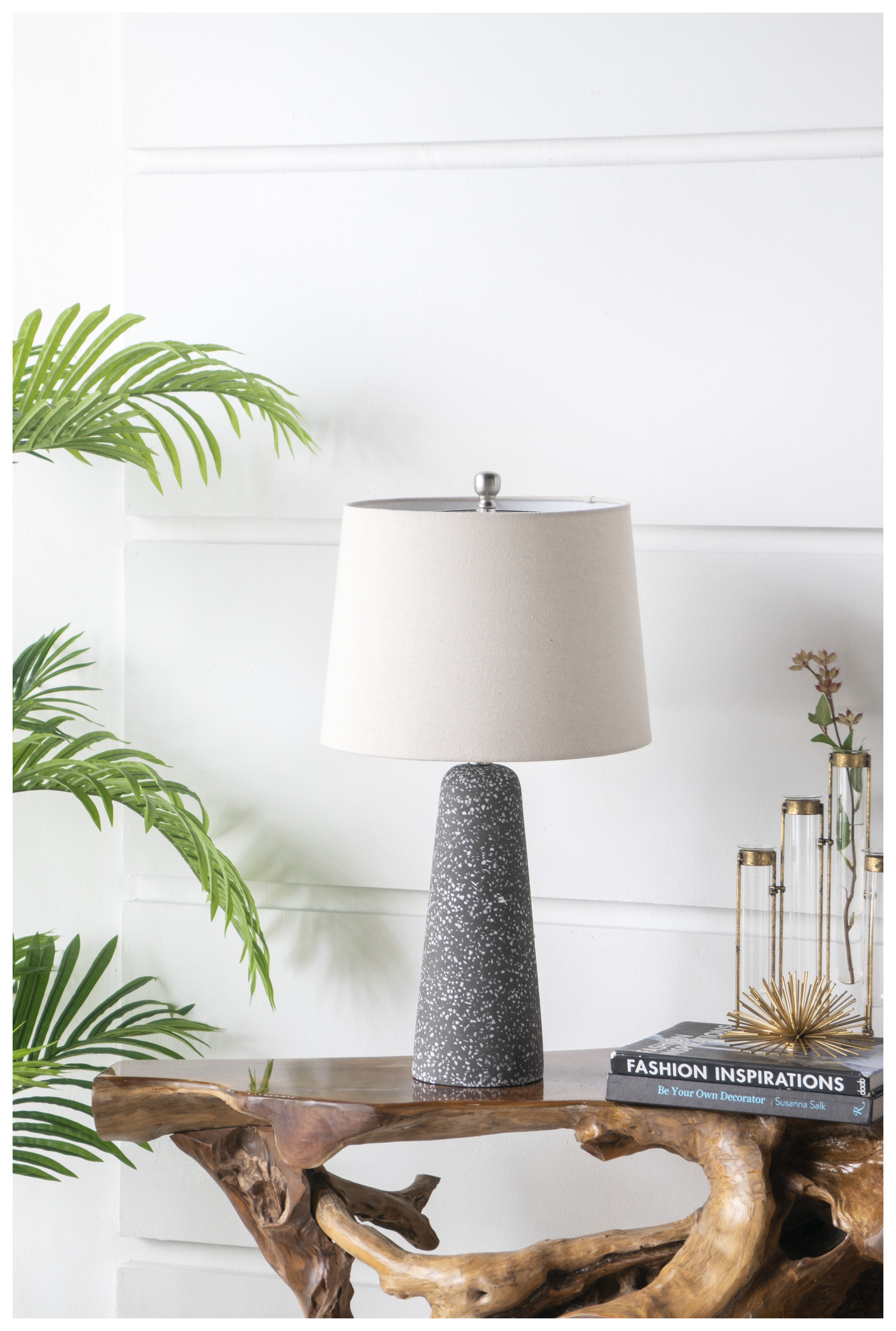 George Oliver Modern Table Lamp with Stone Base - 14x14x26 Inch Black ...
