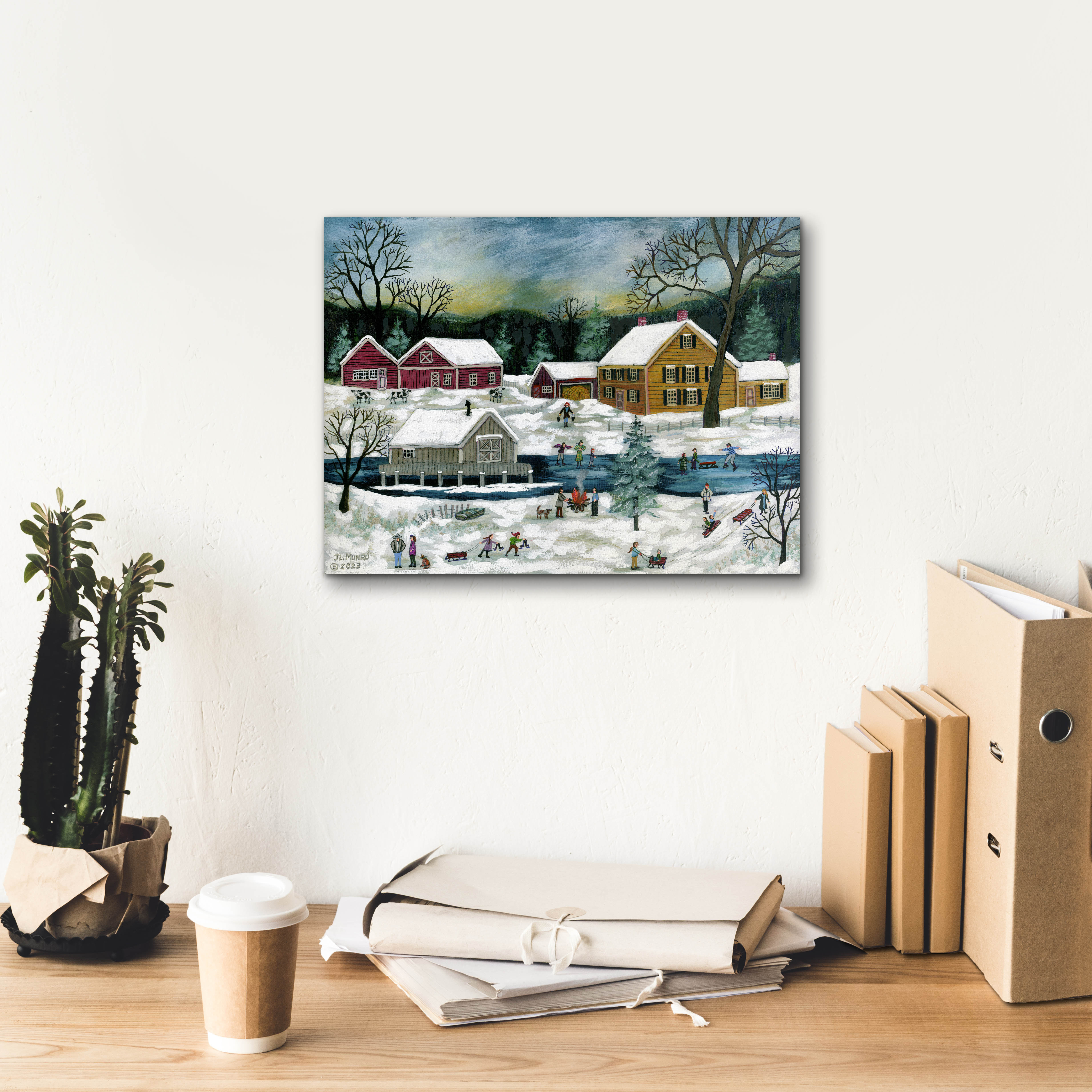 Millwood Pines Winter By The Boat House' by JL Munro Canvas Wall Art ...