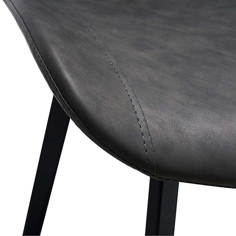 George Oliver Keiona Dark gray microfiber leather dining chair | Wayfair