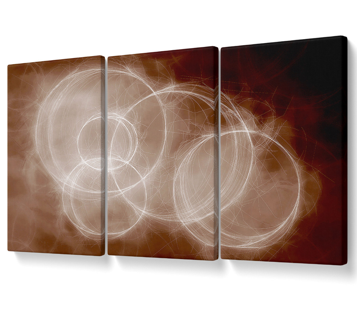 Ivy Bronx Chocolate Smoke Circles Canvas 3 Panel Set | Wayfair.co.uk