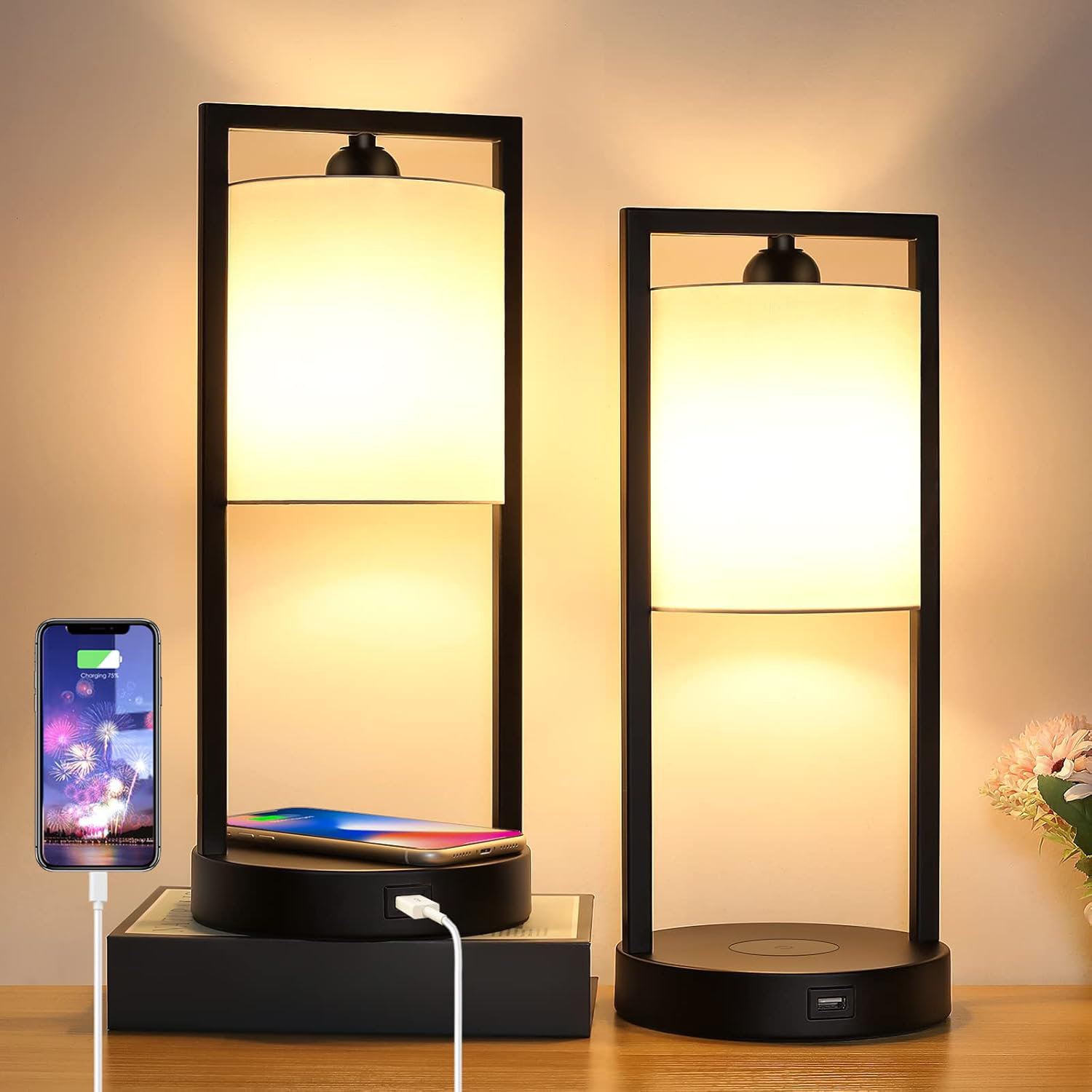 Latitude Run® Wireless Charging Touch Control Table Lamps Set Of 2 ...