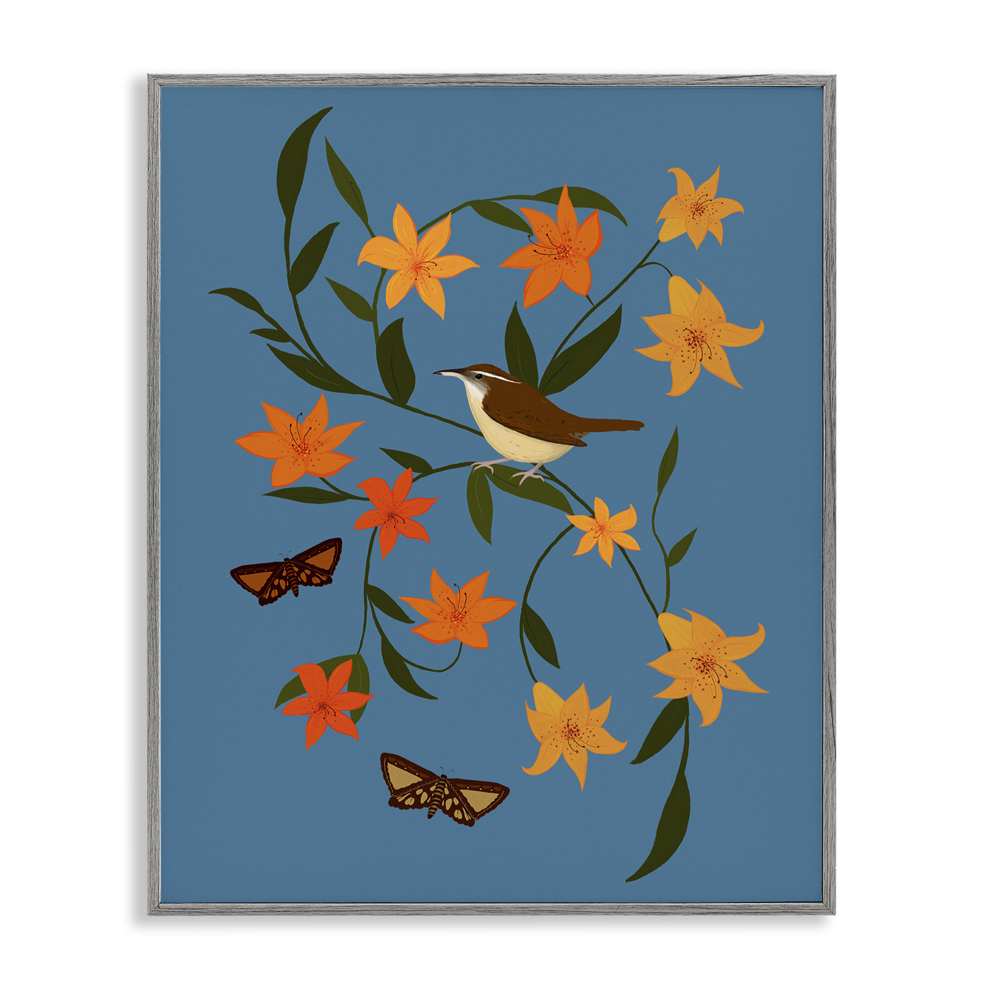 Ebern Designs Sparrow on Lily Bunches Giclee Art by Michelle Ingari ...