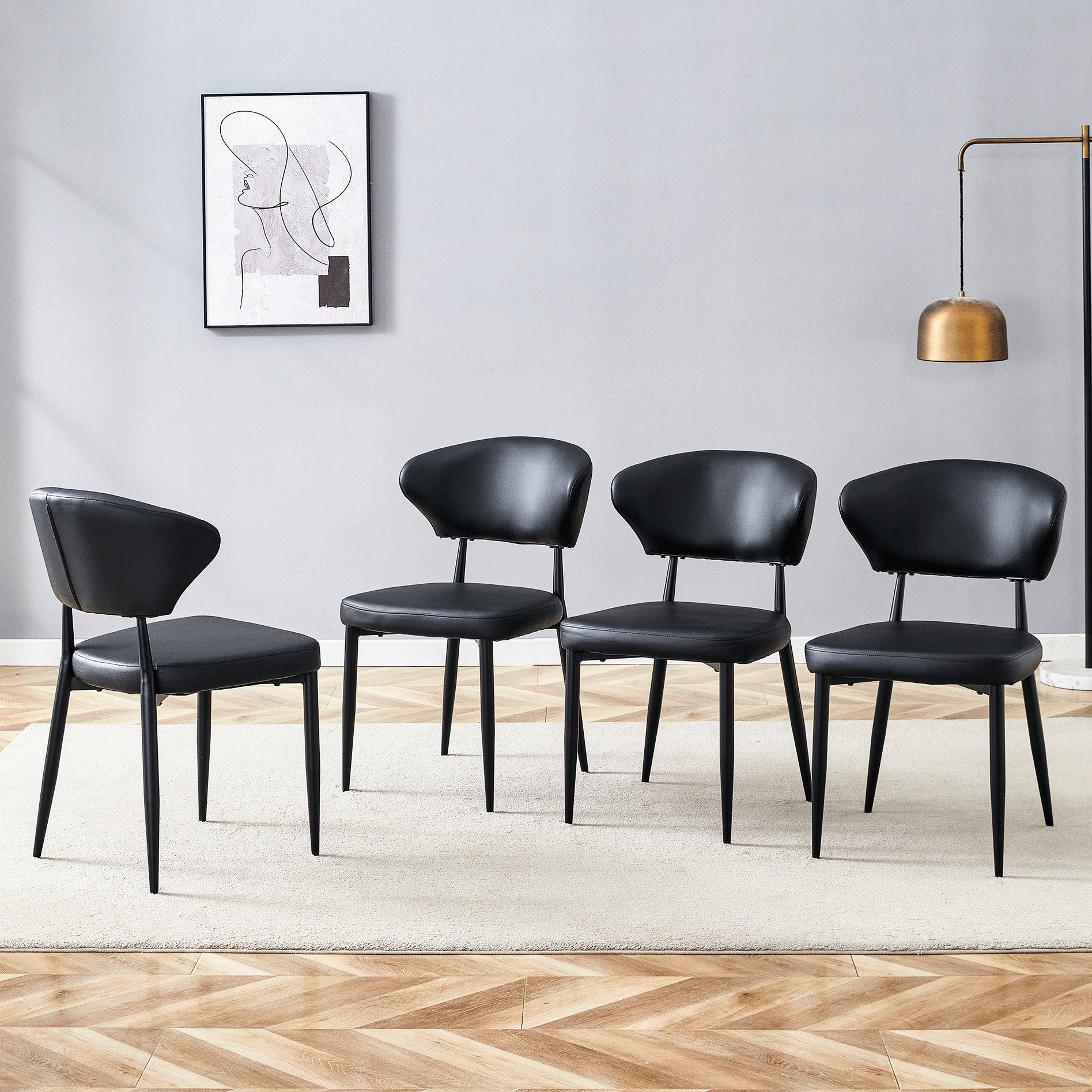 Red Barrel Studio White Minimalist Ergonomic Dining Chairs 4 ...