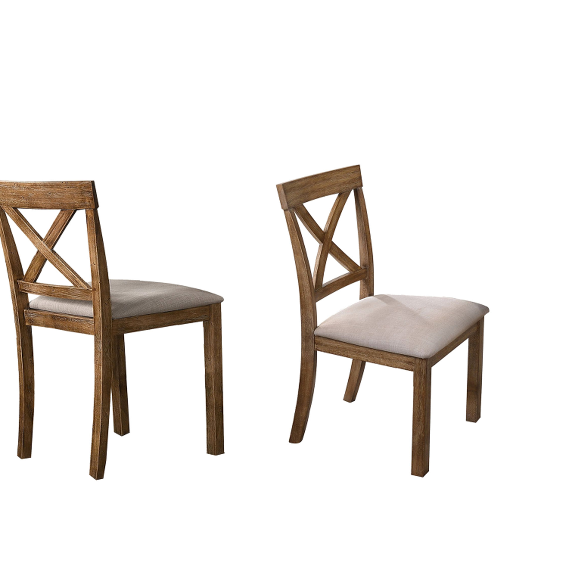 Ophelia & Co. Brown/Beige Antique Oak Wood Dining Chair Of 2 With Open ...