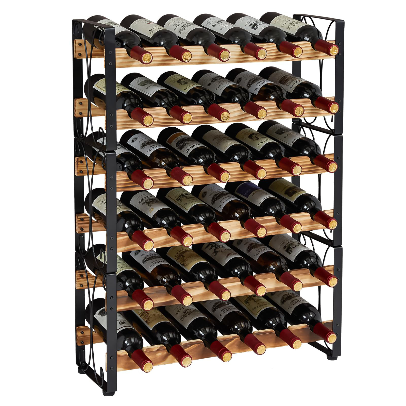 Ophelia & Co. Stackable Rustic 36 Bottle Wine Rack, Freestanding Floor ...