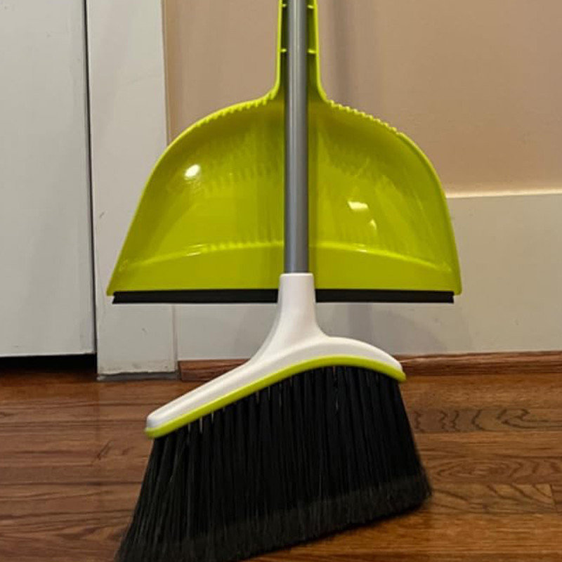 LIKOBI BroomDustpan Set, 44-Inch Angled Broom with Snap-On DustpaN ...