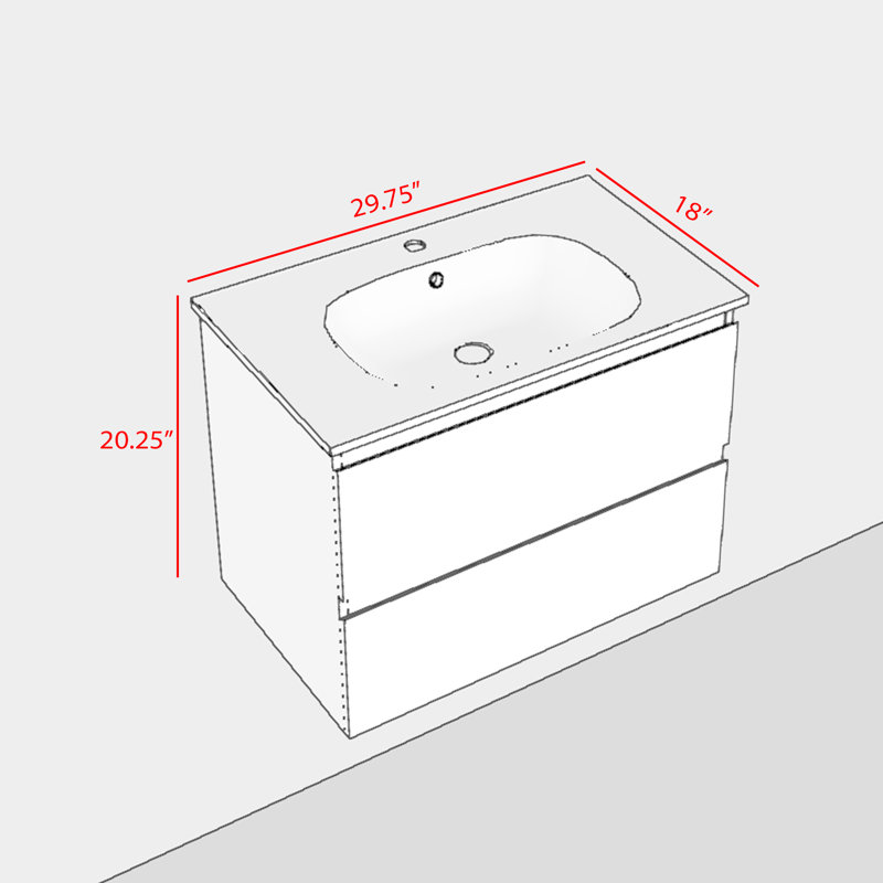 Latitude Run® Zhayden 30'' Wall Mounted Single Bathroom Vanity with ...