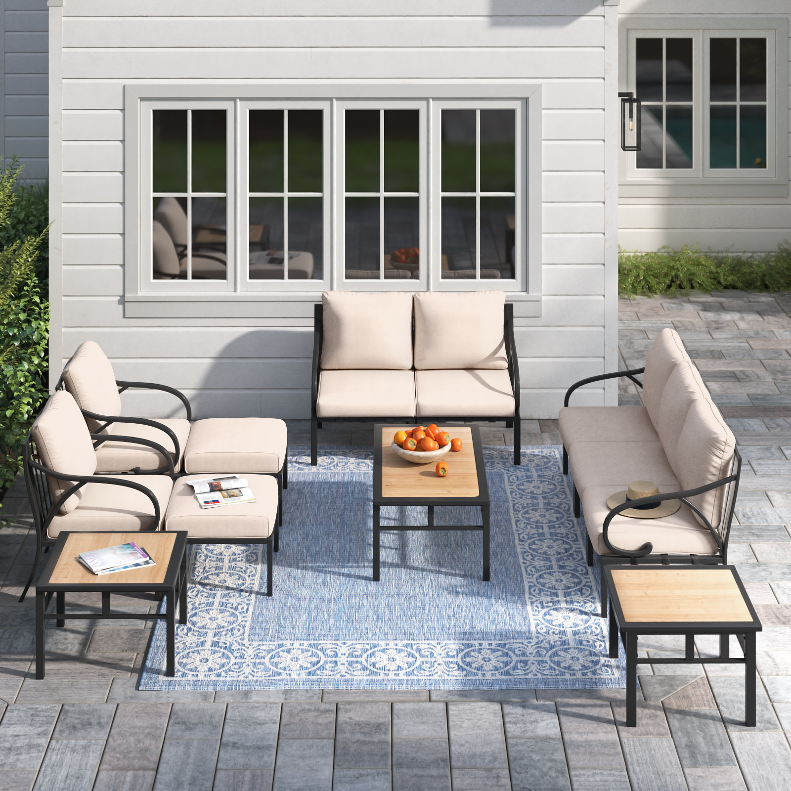 Lark Manor Torpoint 12-Piece Outdoor Metal Conversation Set - Wayfair ...