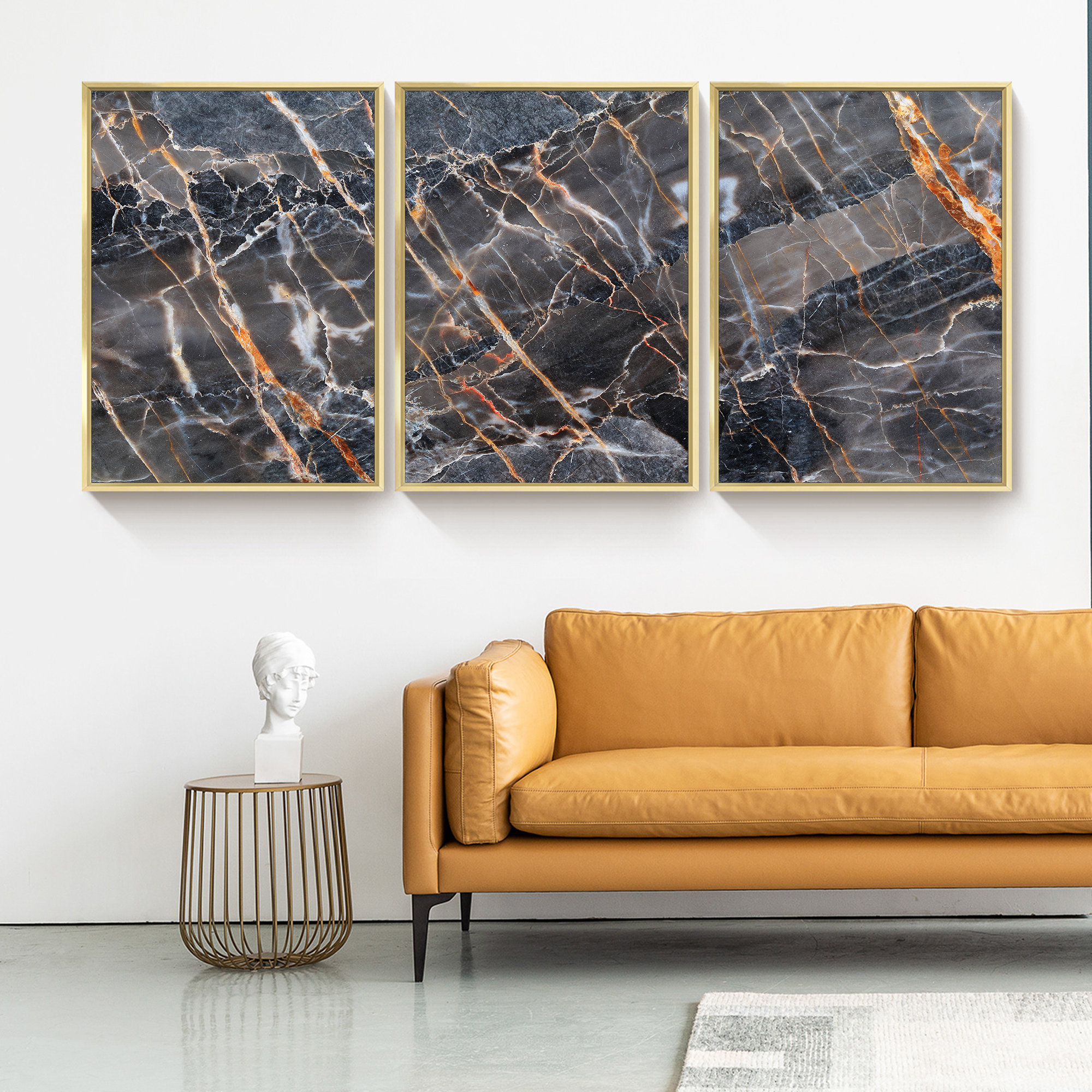 Mercer41 Abstract Framed Wall Art - 3 Piece Picture Aluminum Frame ...