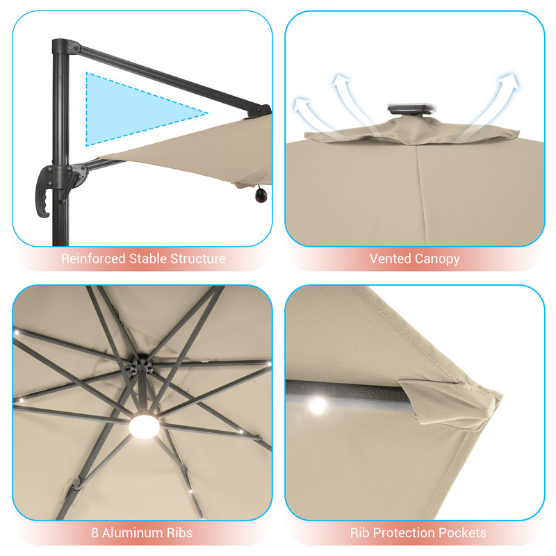 Arlmont & Co. Rinna 120'' x 96'' Rectangular Lighted Cantilever ...