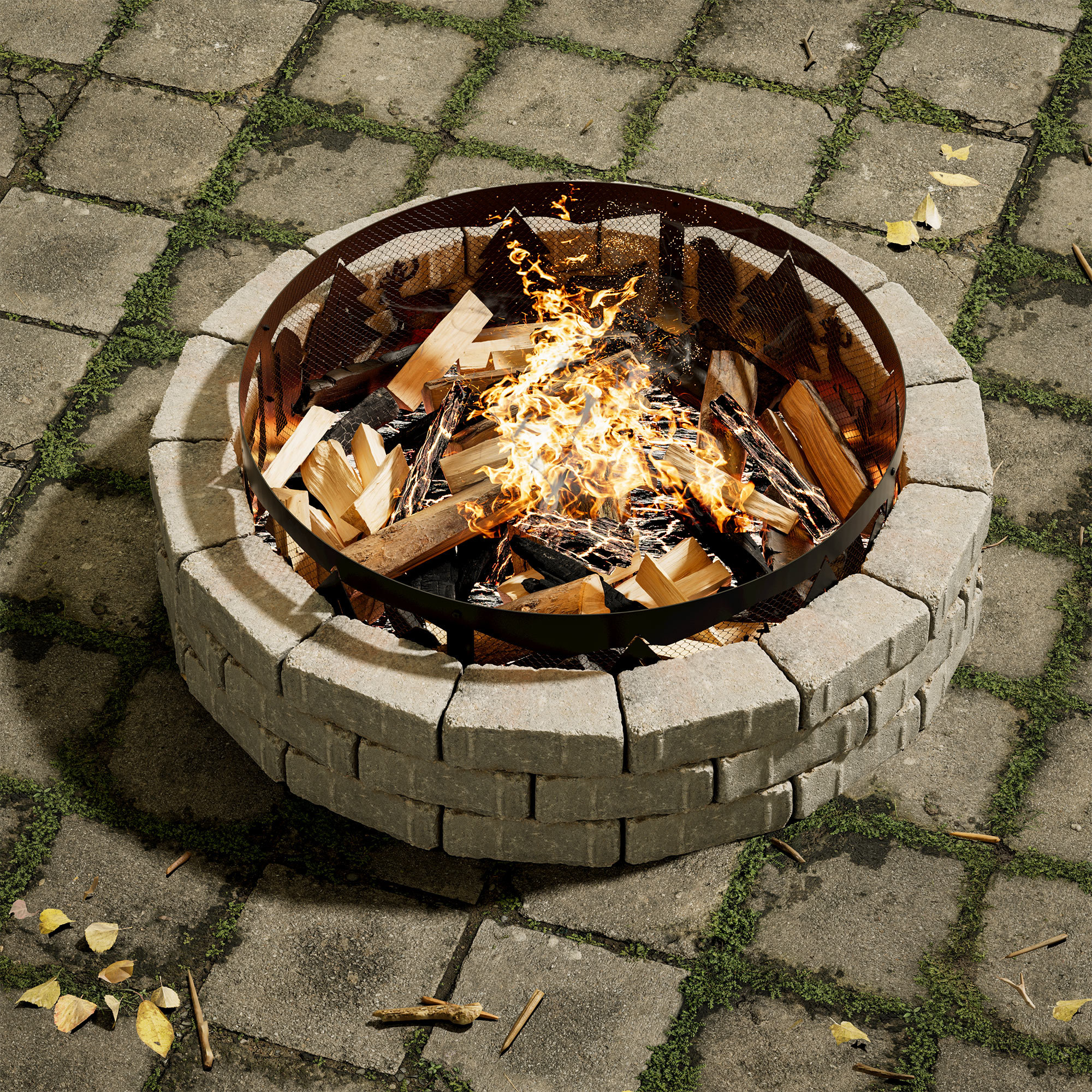 Millwood Pines Macauley 14'' H x 42'' W Steel Outdoor Fire Ring, Wood ...