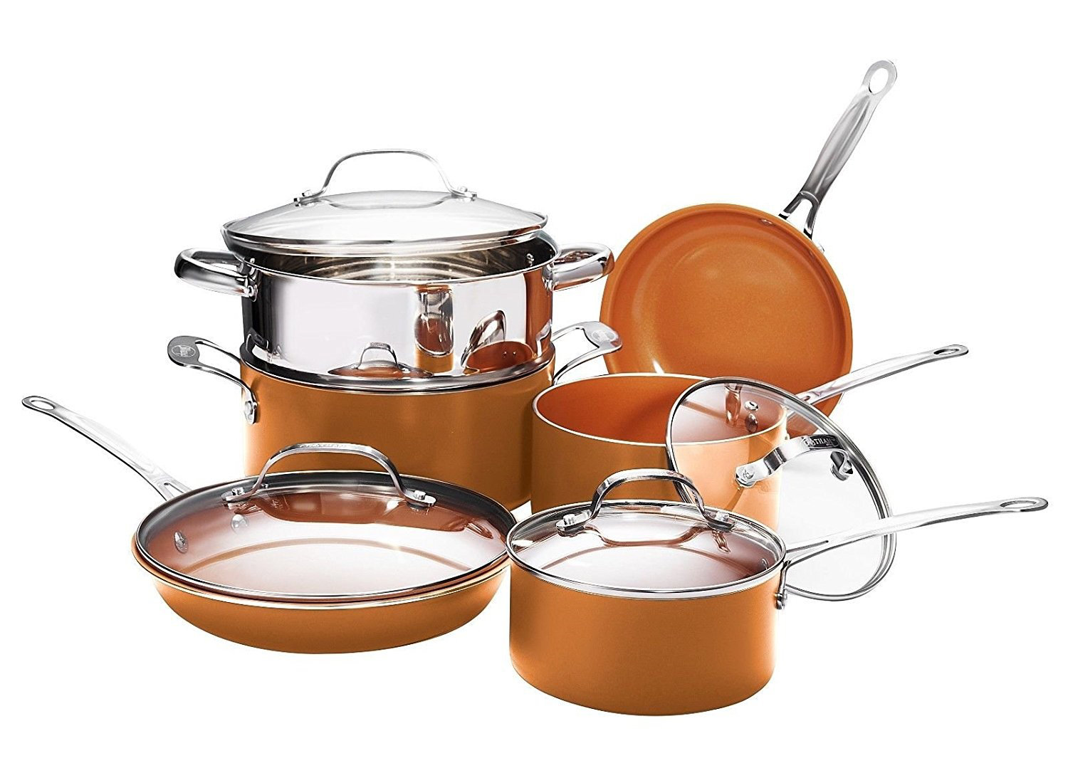 Gotham Steel 10 Piece Ceramic Non Stick Cookware Set, Stay Cool Handles ...