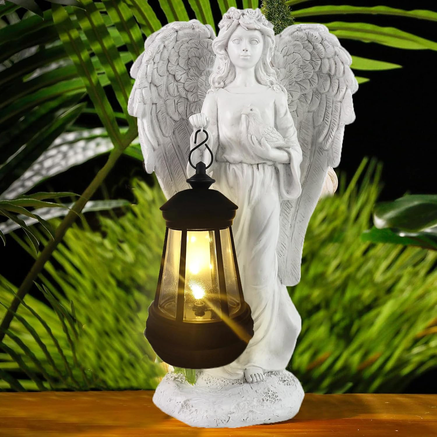 Trinx Solar Angel Garden Statue, Angel Figurine Outdoor Decor With Warm ...