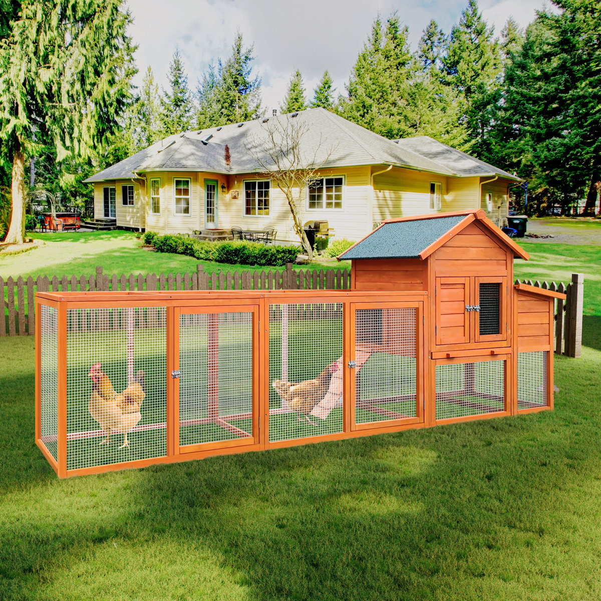 Ophelia & Co. Large Wooden Chicken Coop,Outdoor Hen House With Nesting ...
