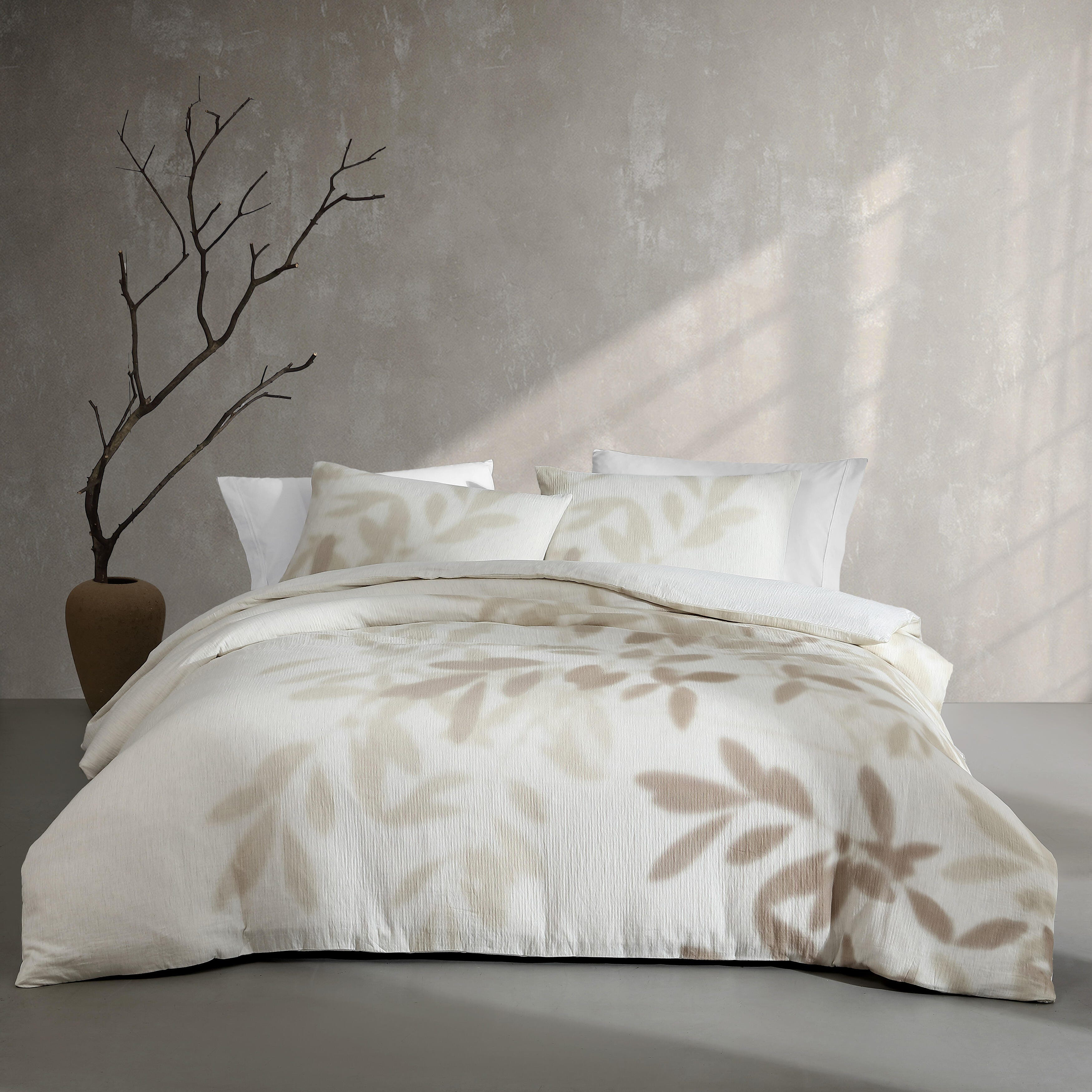 Calvin Klein Shadow Branches Cotton Beige Comforter Set | Wayfair
