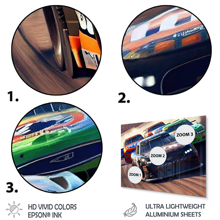 Latitude Run® Stock Car Racing Last Lap III On Metal Print | Wayfair