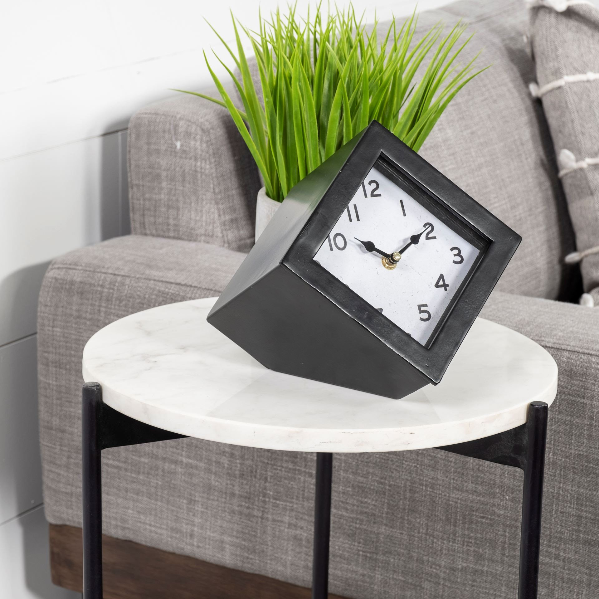 Latitude Run® Black Metal Cube Desk Table Clock | Wayfair