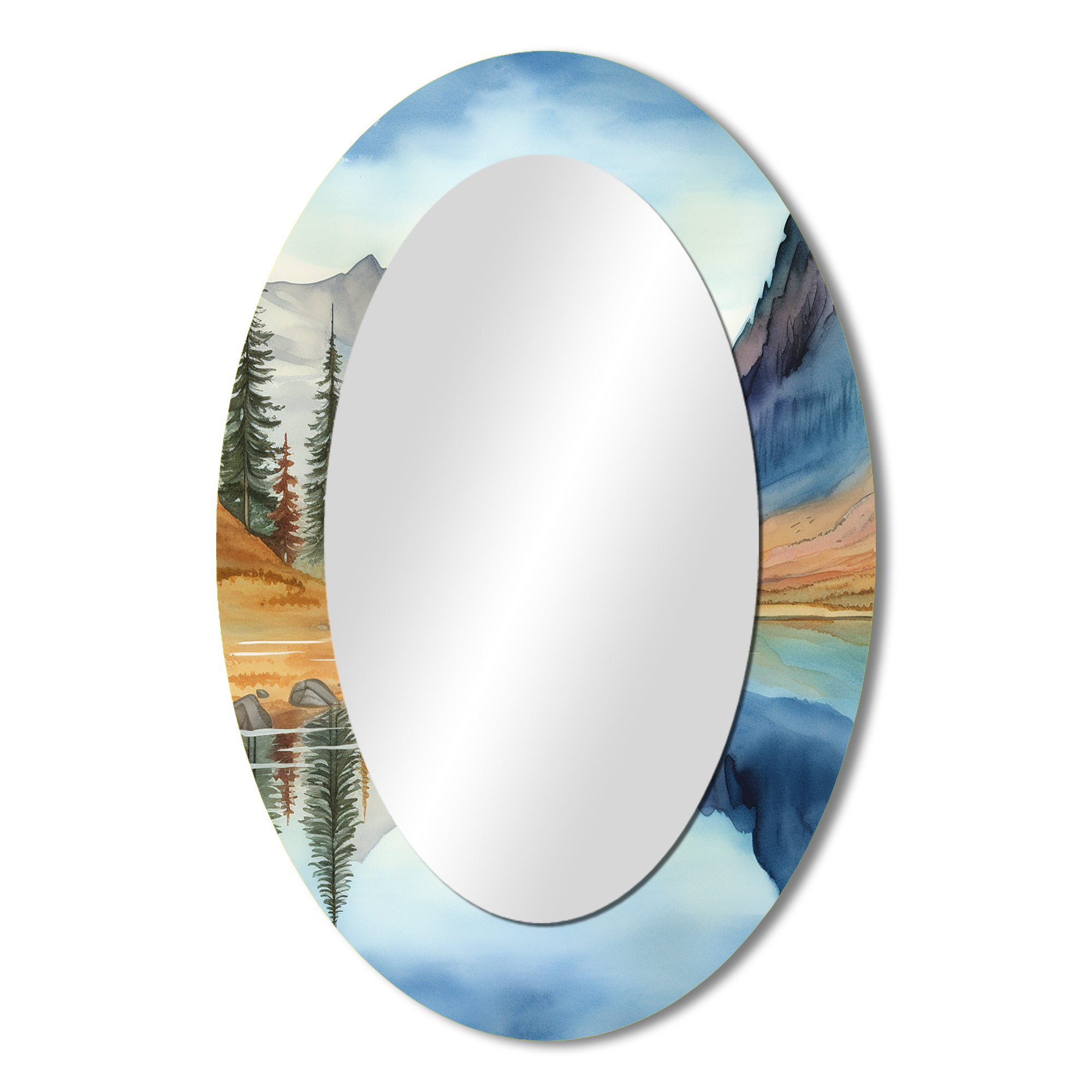 Red Barrel Studio® Calming Mountain Riverside I - Traditional Oval Wall ...