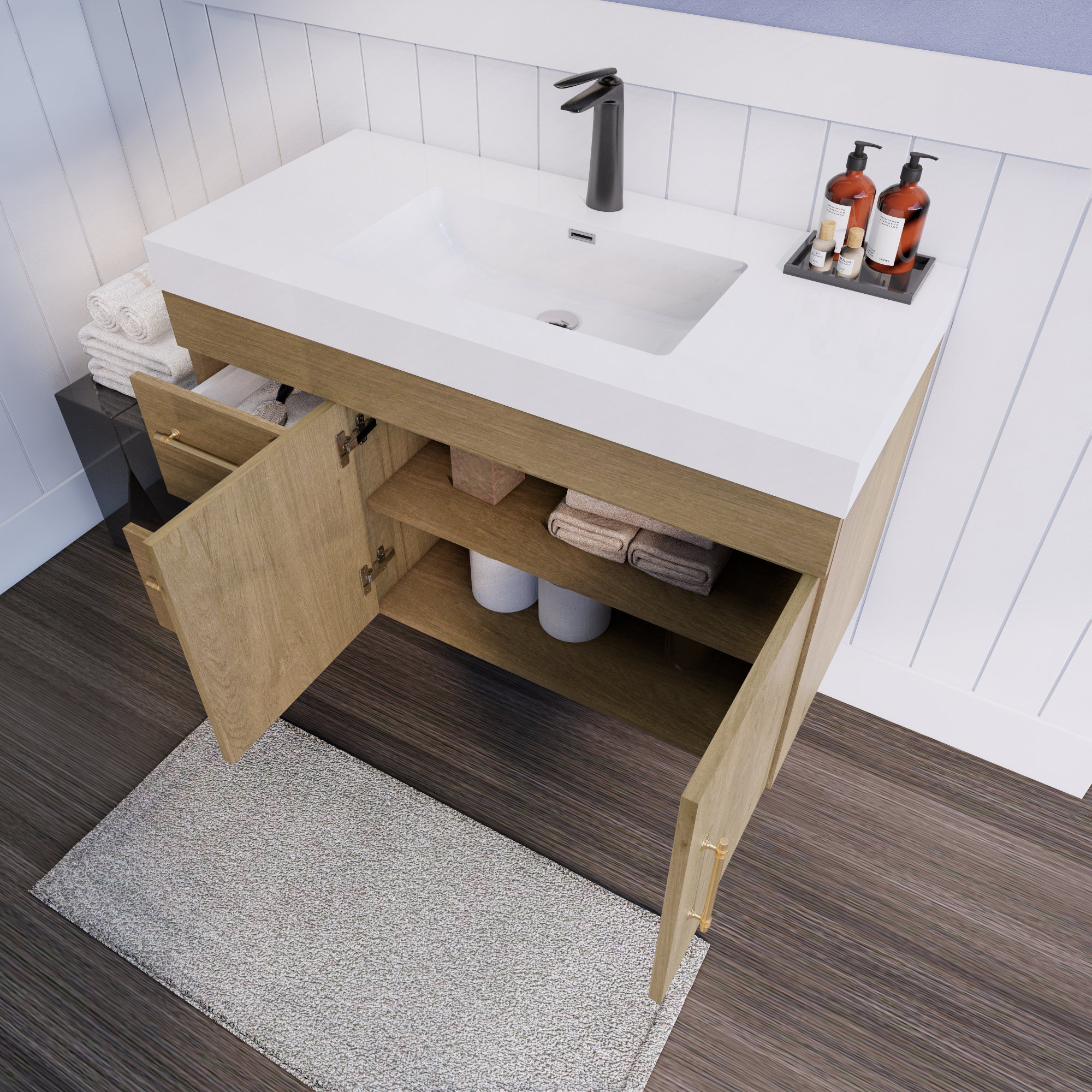 Latitude Run® Spring 42" Wall-Mounted Single Bathroom Vanity Set | Wayfair