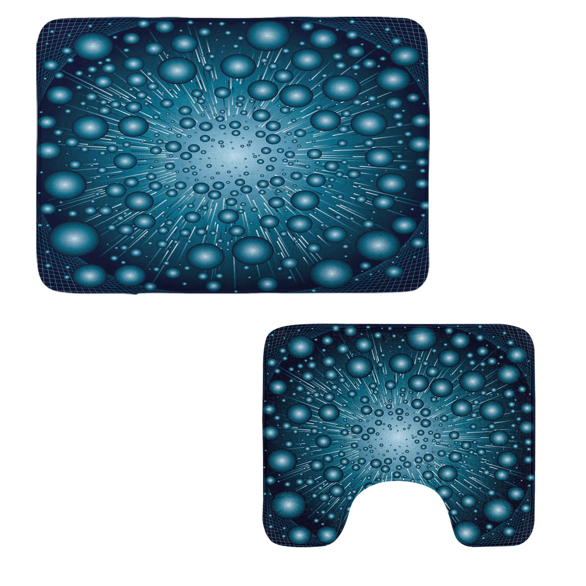 East Urban Home Blue Bathroom Rug Set 2 Pieces Rectangle & Contour Mats ...