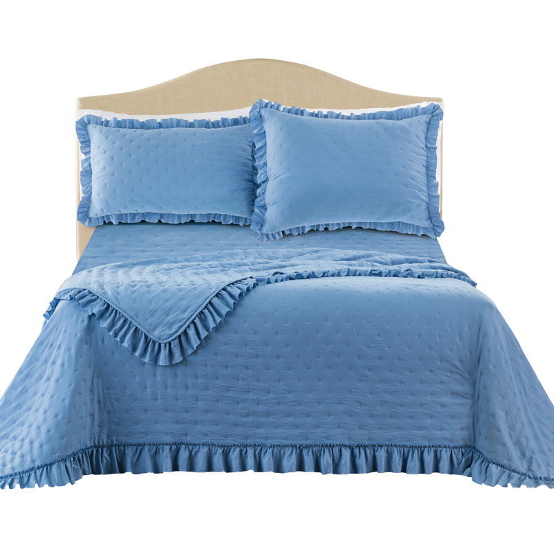 Winston Brands Textured Design Ruffled Border Solid Color Quilt | Wayfair