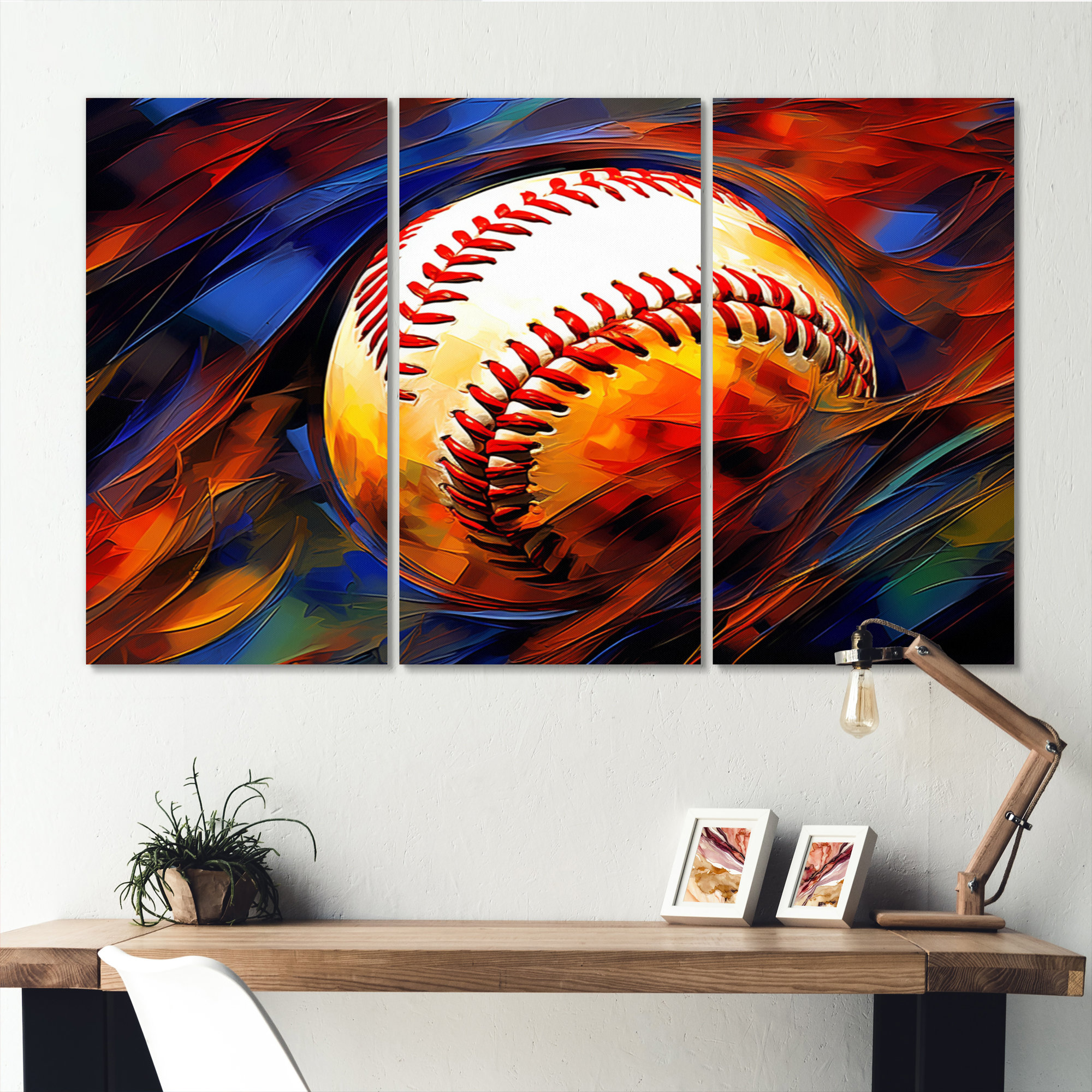 Design Art Baseball Abstract Glory II - Sports Canvas Prints Set ...