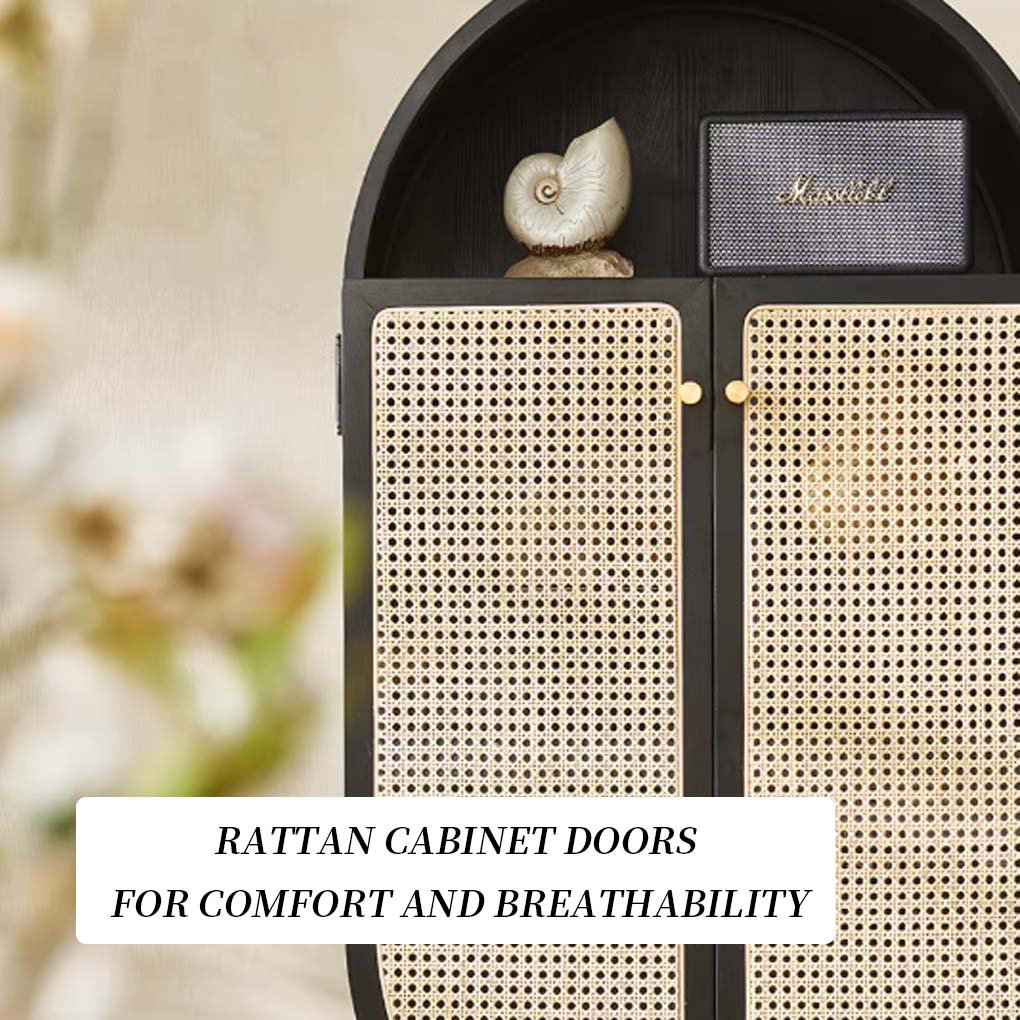 Joy Reading Solid Wood Rattan Crafted Storage Cabinet Bookcase | Wayfair