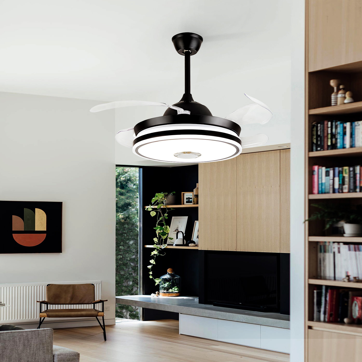 Ivy Bronx Kadesia 42'' Ceiling Fan with LED Lights and retractable fans ...