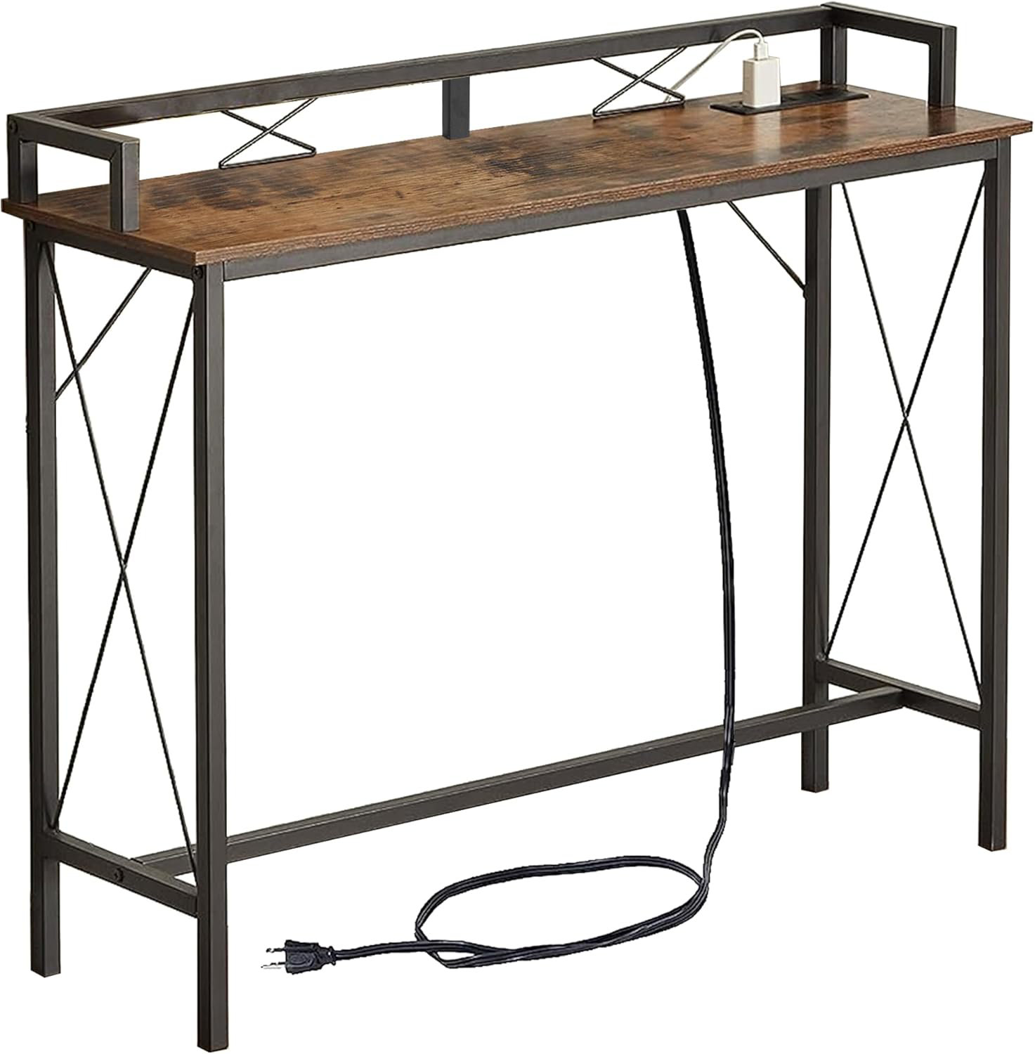 17 Stories Narrow Charging Console Table With Built-In Outlets And USB ...