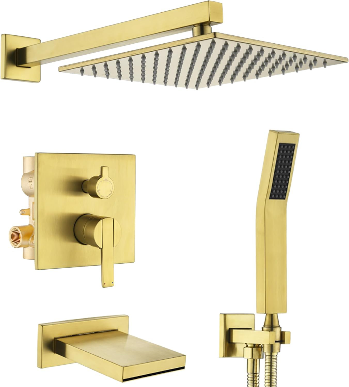 Frontier Grain All Metal Shower System With Tub Spout, High Pressure 10 ...