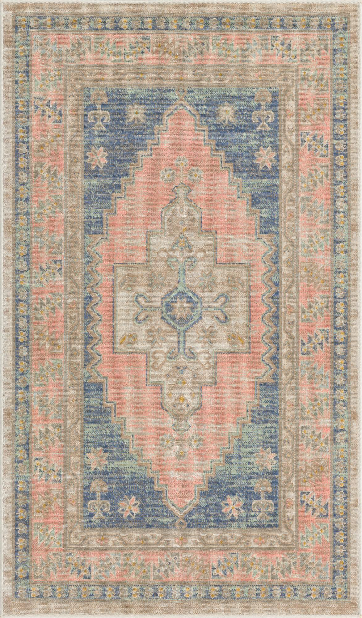 Bungalow Rose Traditional Matthei Area Rug Pink Color | Wayfair