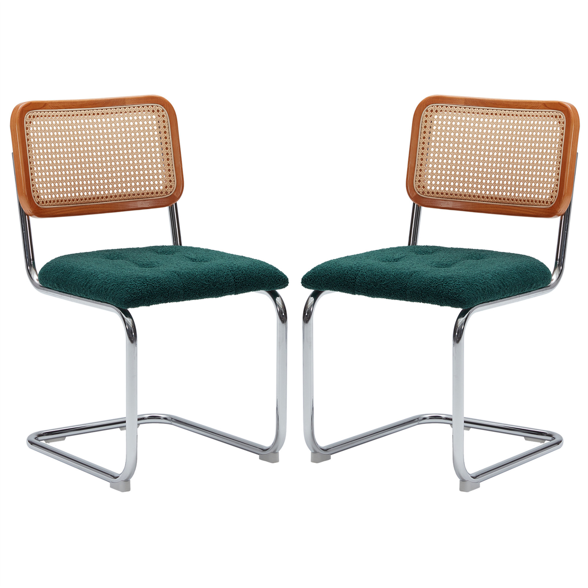 George Oliver 2-piece Set Of Armless Mesh-back Rattan Dining Chairs ...