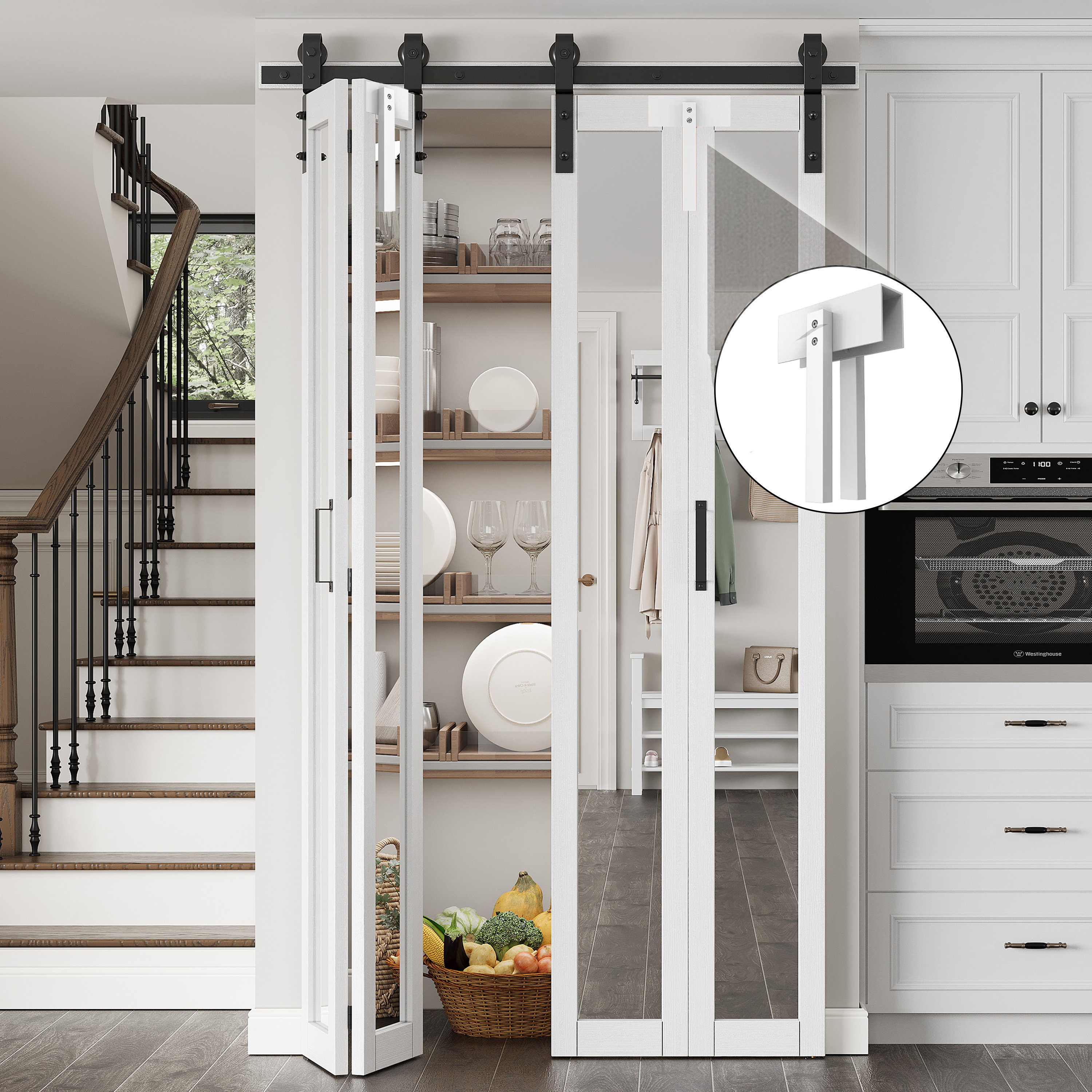 TOPDONED 1-Lite HD Mirror Bifold Barn Door with Hardware Kit Set ...