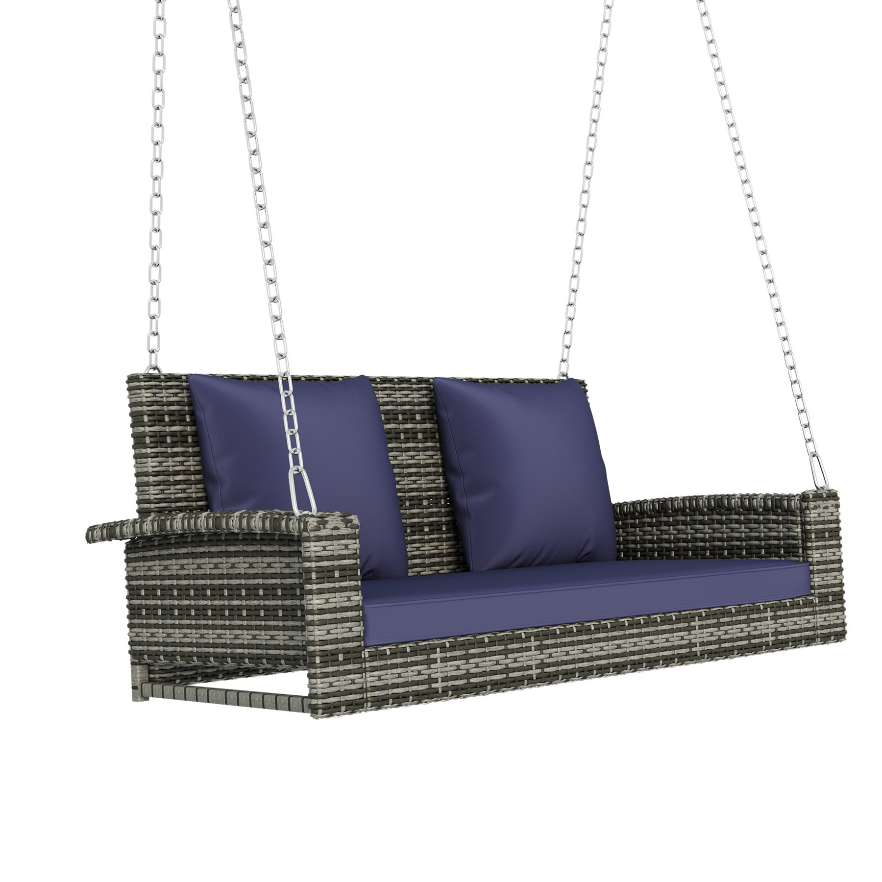 Ophelia & Co. 2-Person Wicker Hanging Porch Swing with Chains | Wayfair