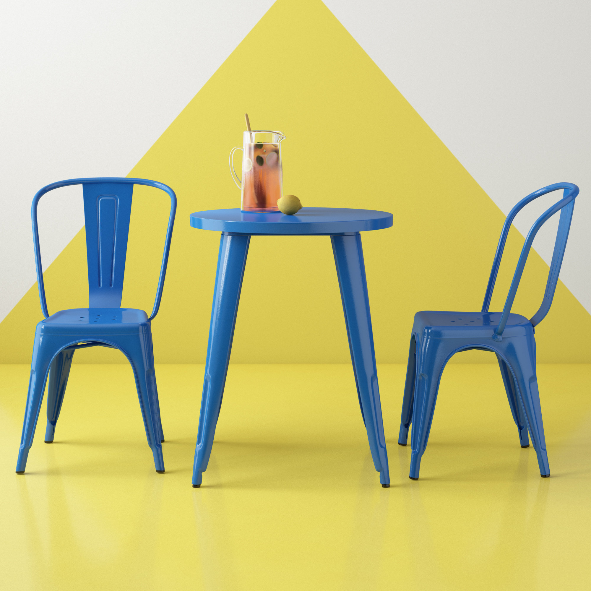 Latitude Run® Brinson 30'' Round Metal Indoor-Outdoor Table Set with 2 ...