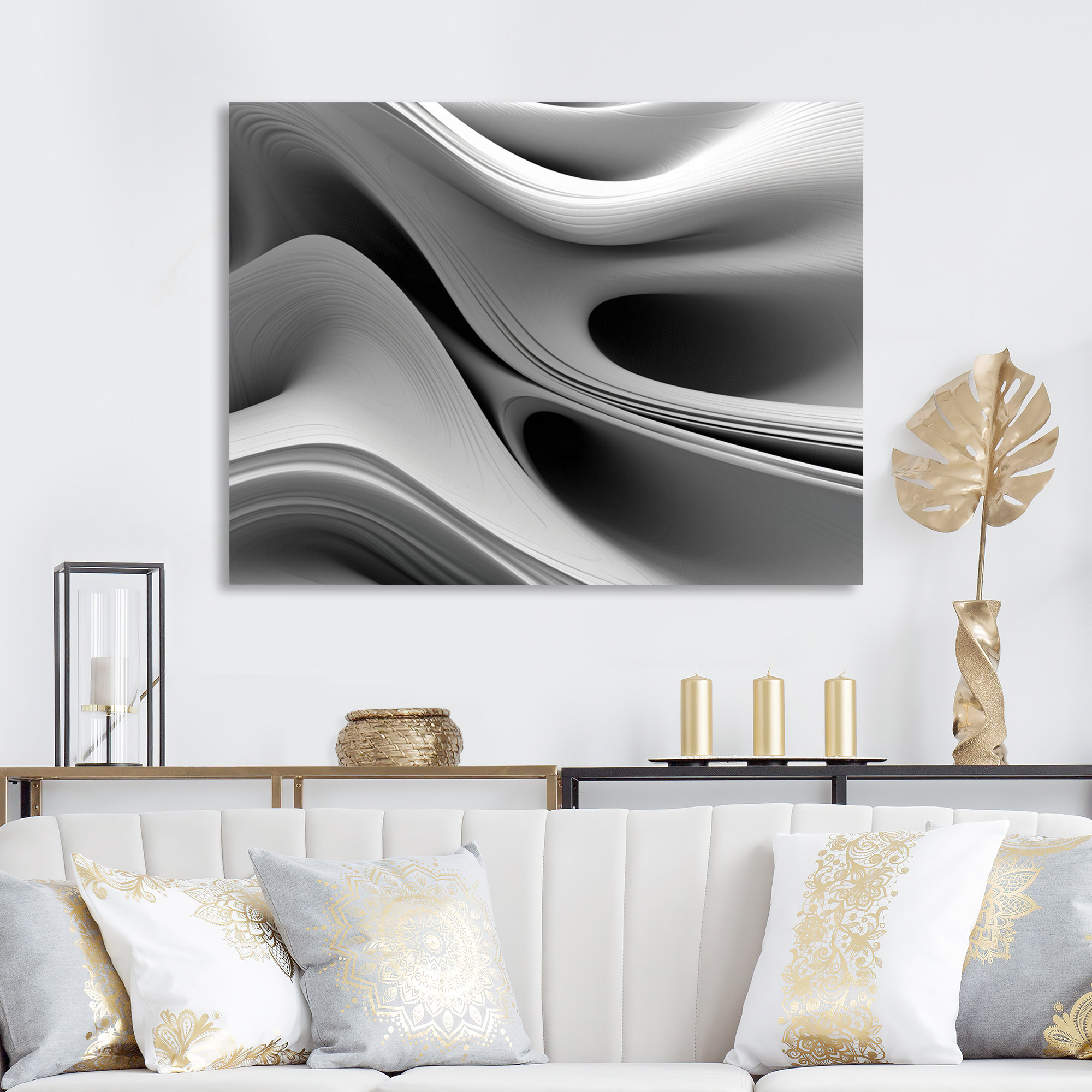 Ivy Bronx White Black Infinite Ripples On Canvas Print - Wayfair Canada
