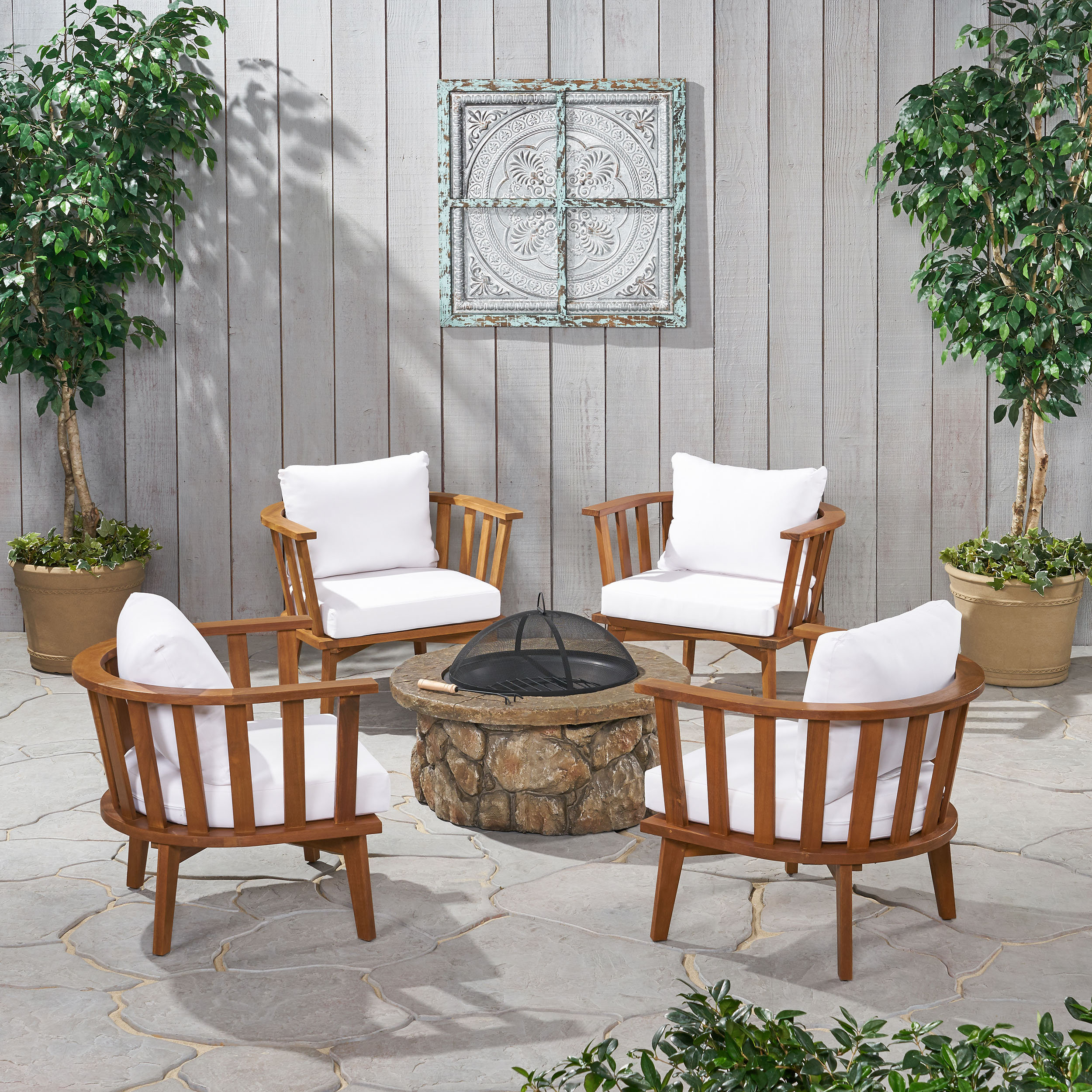 Foundry Select Parquet 5 Peice Seating Group with Cushions | Wayfair